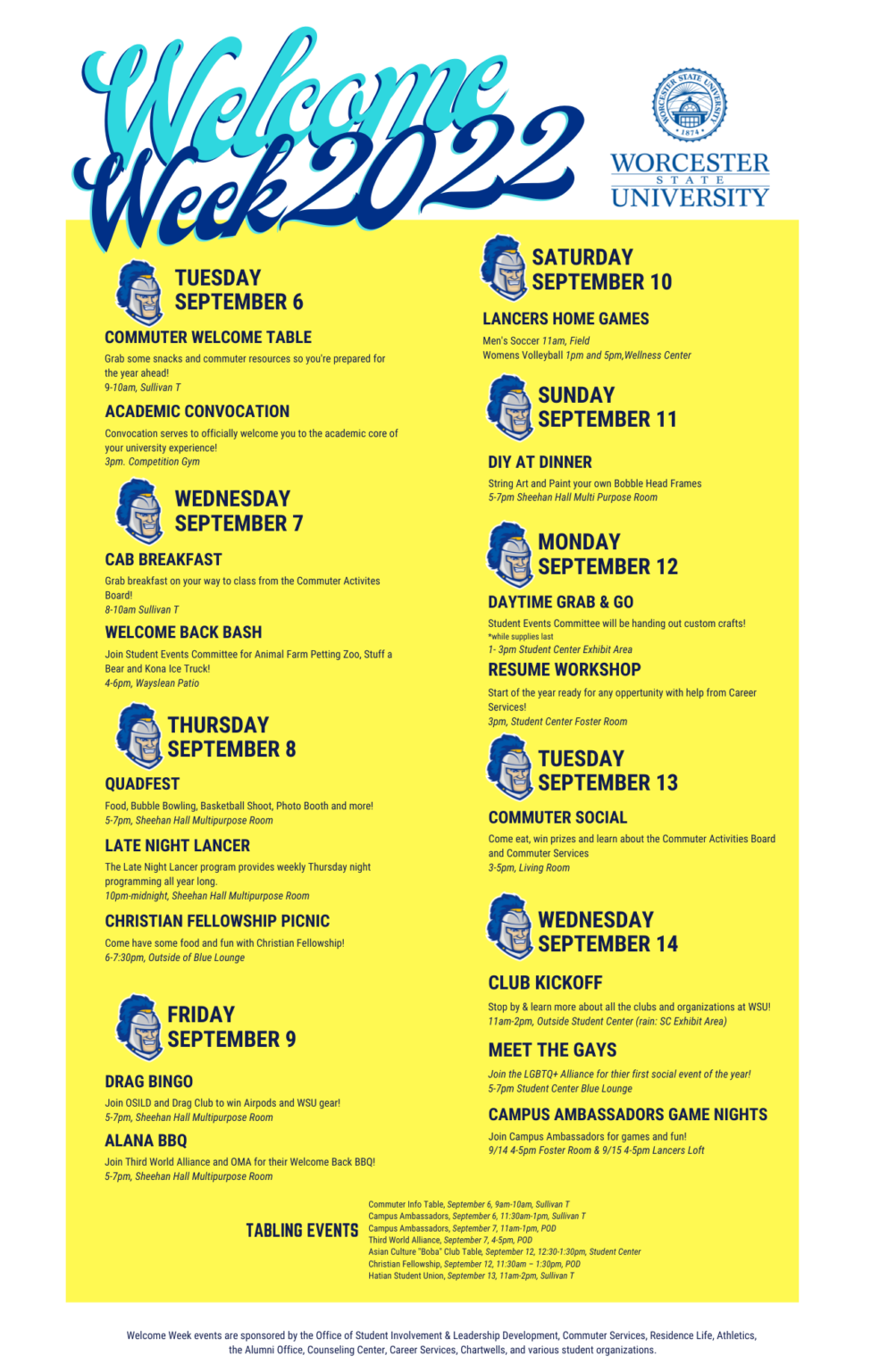 Welcome Week 2022 Schedule Worcester State University